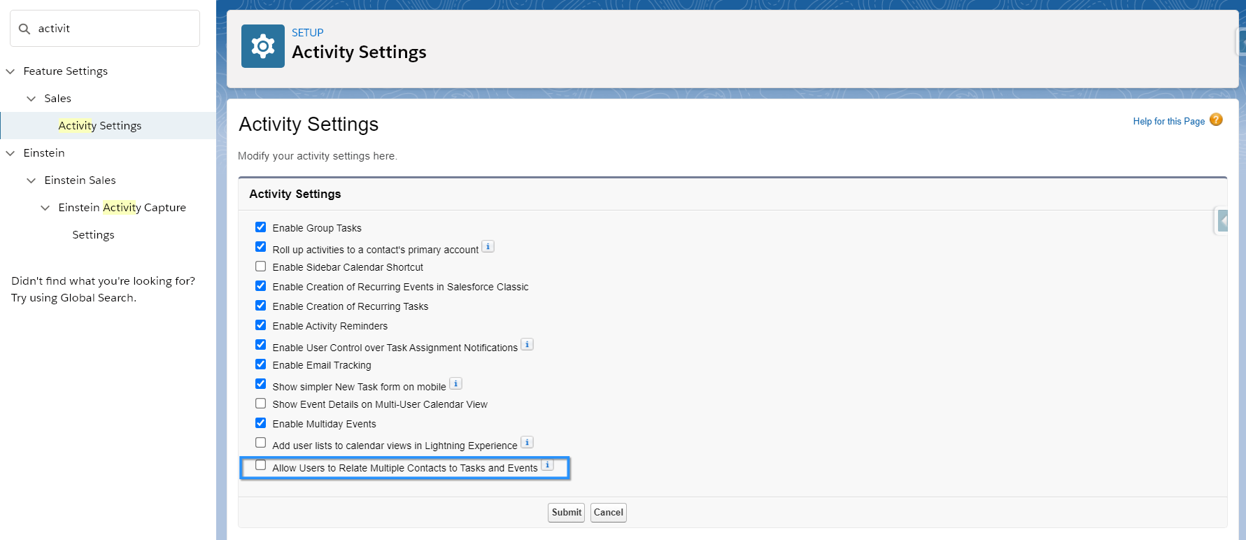 Features of Activity Management – Courses